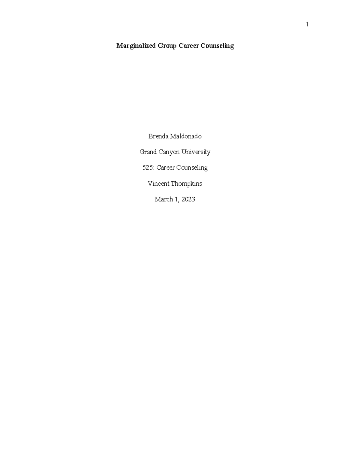 525 week 8 essay - Marginalized Group Career Counseling Brenda ...