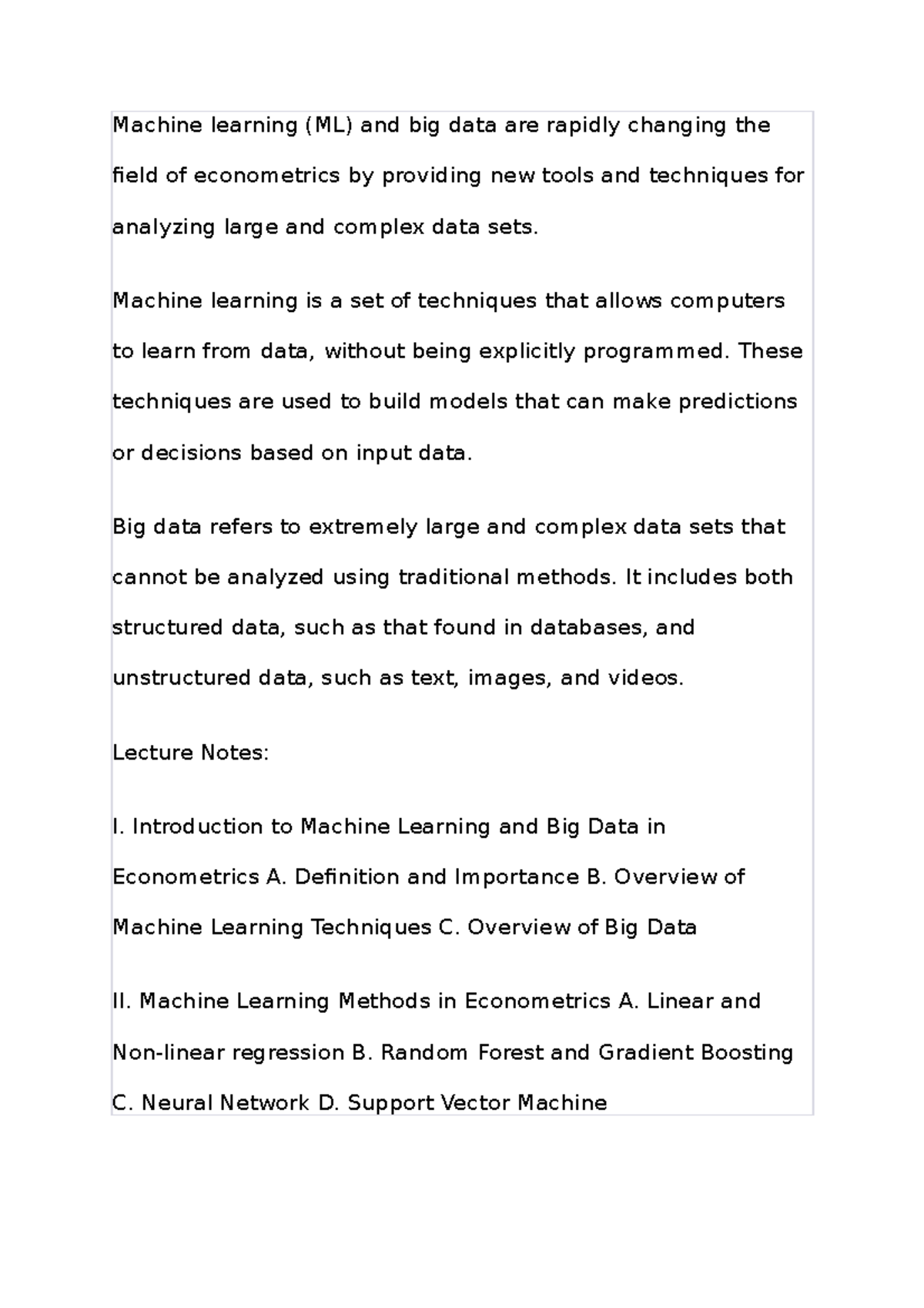 Machine learning and big data - Machine learning (ML) and big data are ...