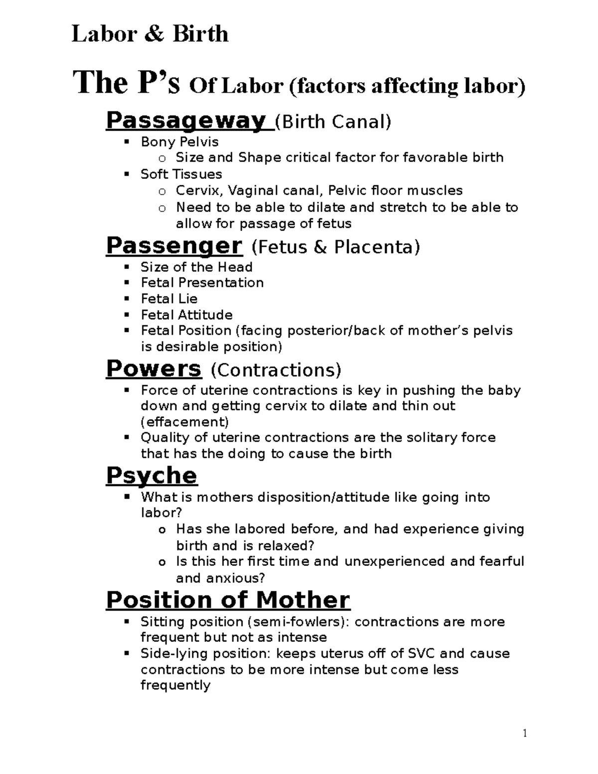 Labor & Birth guide - Summer - Labor & Birth The P’s Of Labor (factors ...