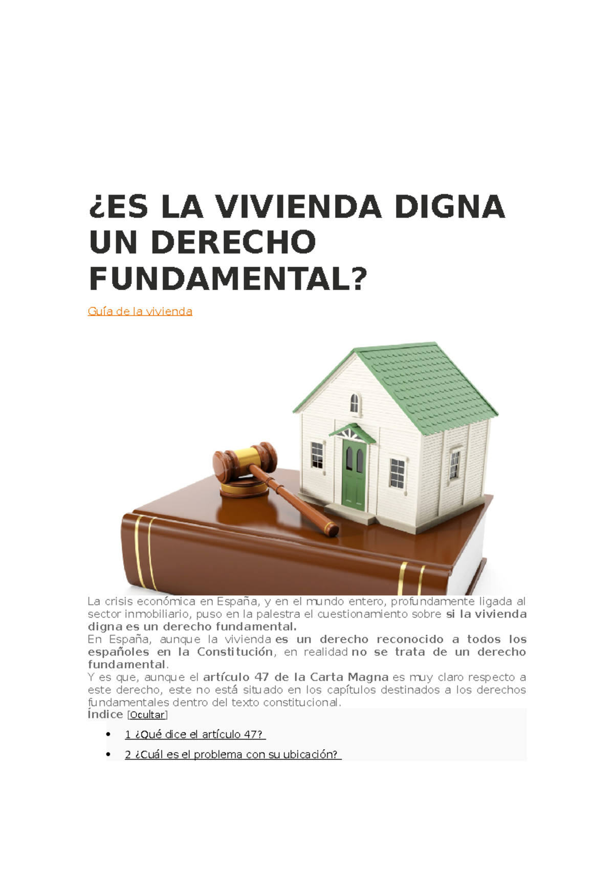 Vivienda Digna UN Derecho Fundamental - ¿ES LA VIVIENDA DIGNA UN DERECHO FUNDAMENTAL? Guía de la ...