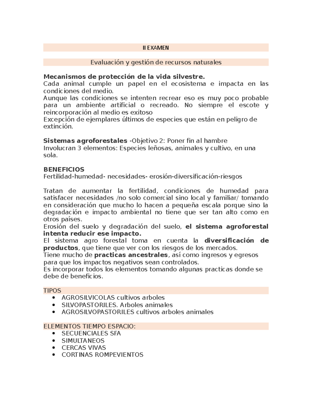 II Examen Resumen - Preparazioni d'esame - II EXAMEN Evaluación y ...