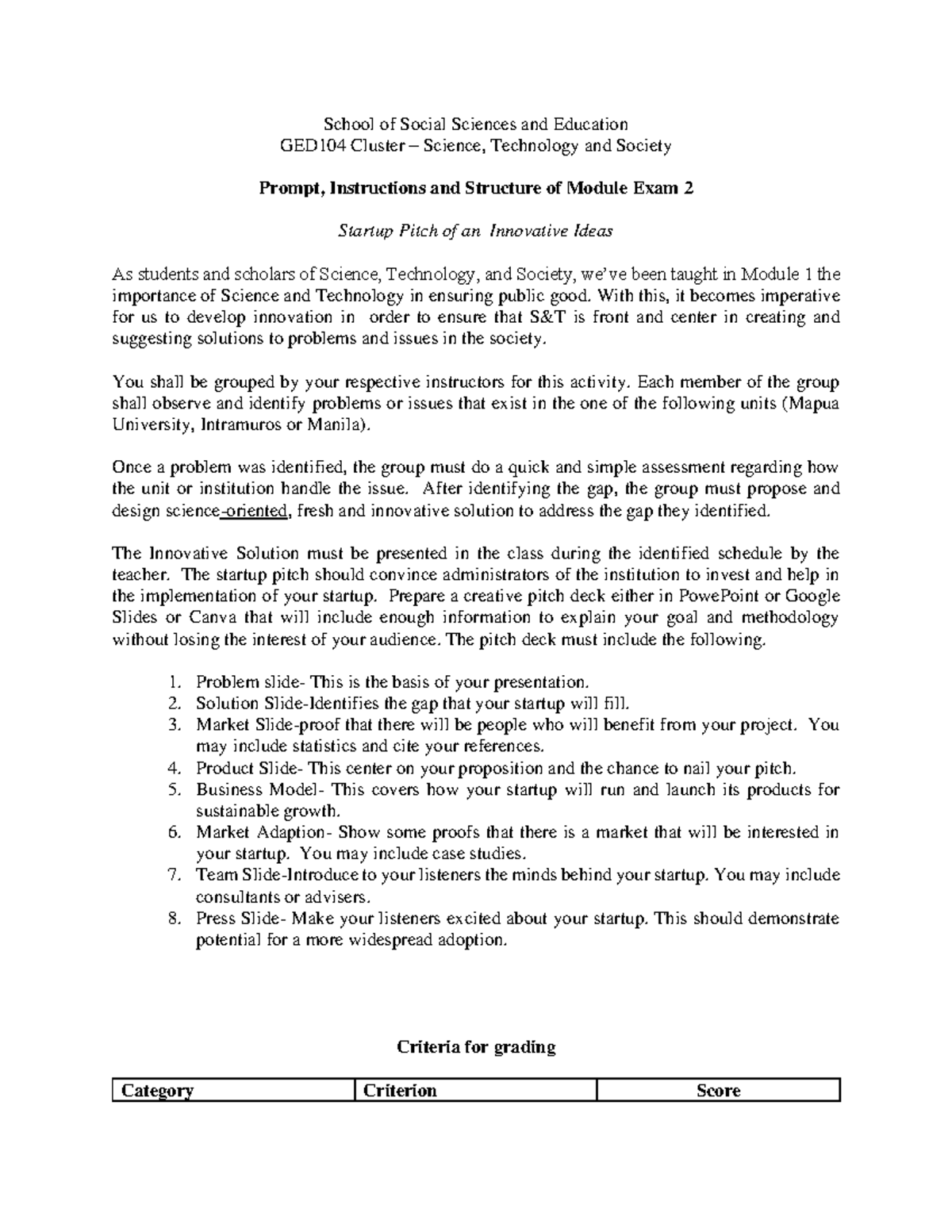 Module 2 Exam Prompt and Instructions 2023 - School of Social Sciences ...