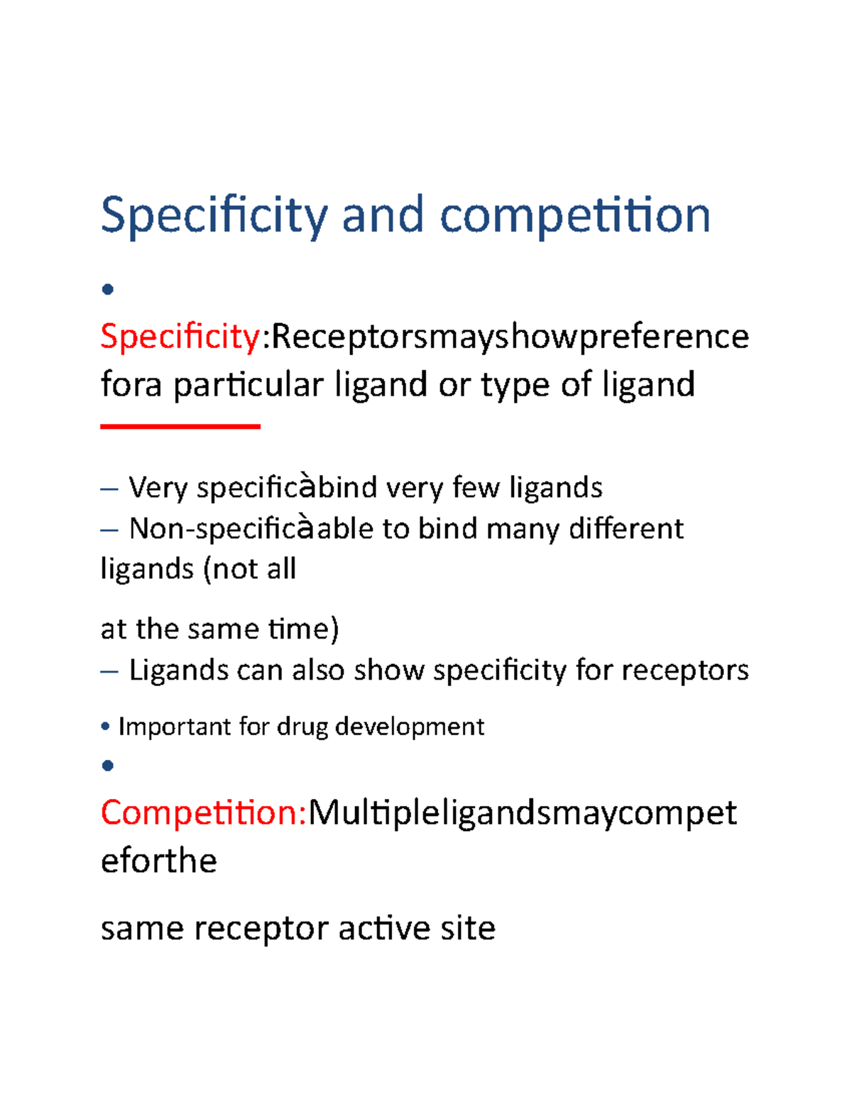 biology and biochemistry - Specificity and competition • Specificity ...