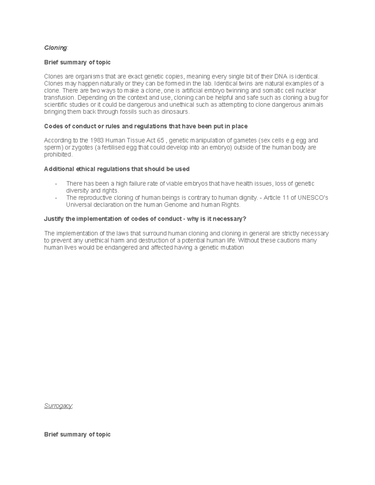 Cloning VS Surrogacy - Investigating Science - Cloning: Brief summary ... Cloning VS Surrogacy - Investigating Science - Cloning: Brief summary ...