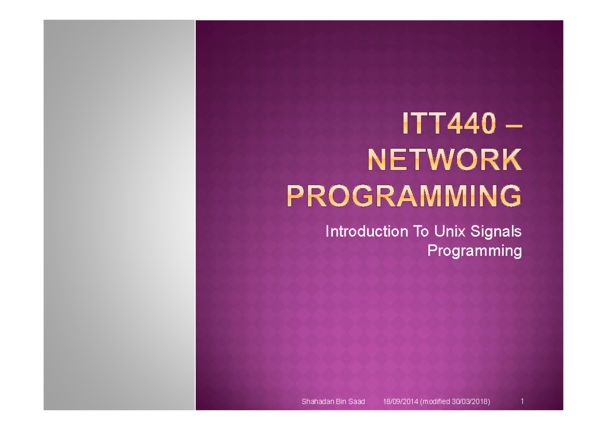 ITT440 Lab Work 202000 2 - Signal - Introduction To Unix Signals Programming Shahadan Bin Saad ...