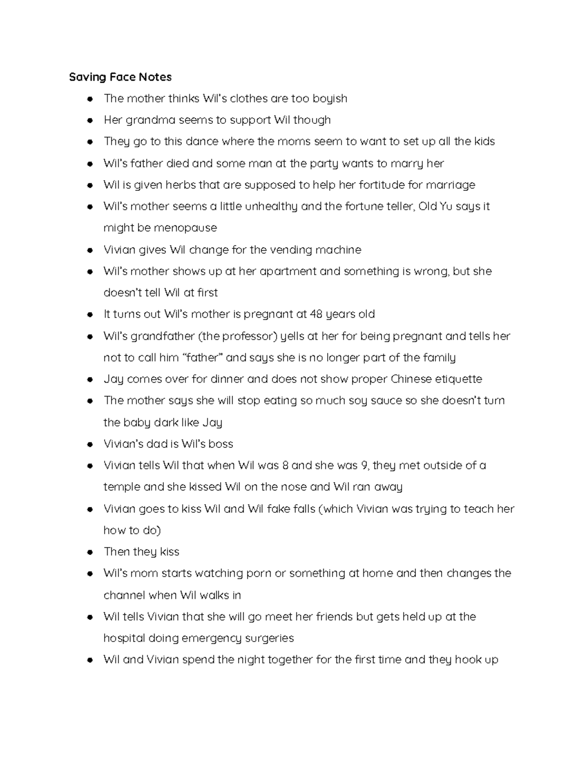 Saving Face Notes - Saving Face Notes The mother thinks Wil’s clothes ...