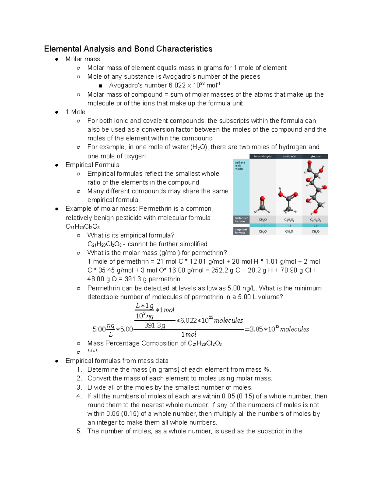 Lecture 5 Elemental Analysis and Bond Characteristics - Elemental ...