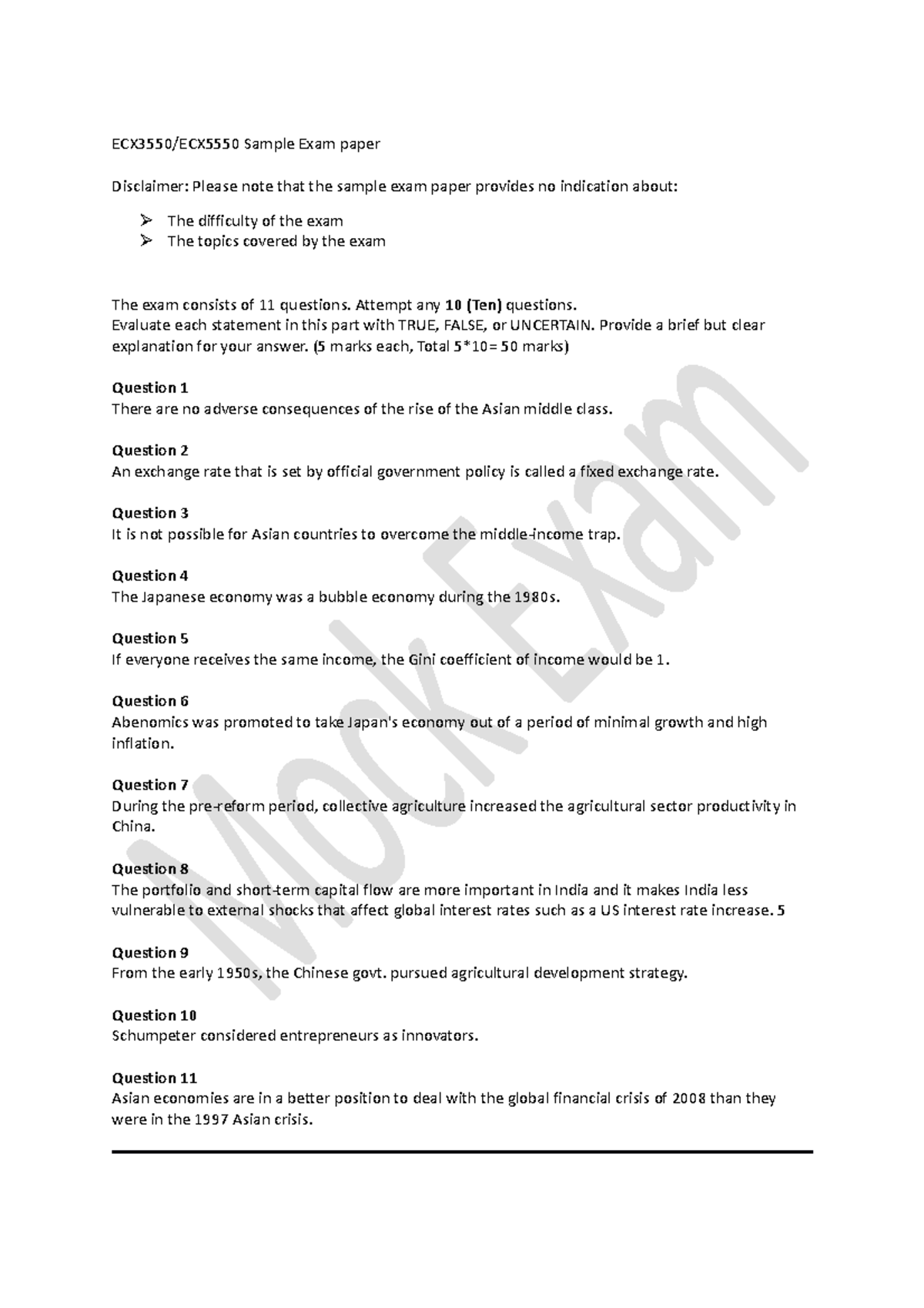 Mock exam S2 2022 - Mock practice ecx3550 - ECX3550/ECX5550 Sample Exam ...