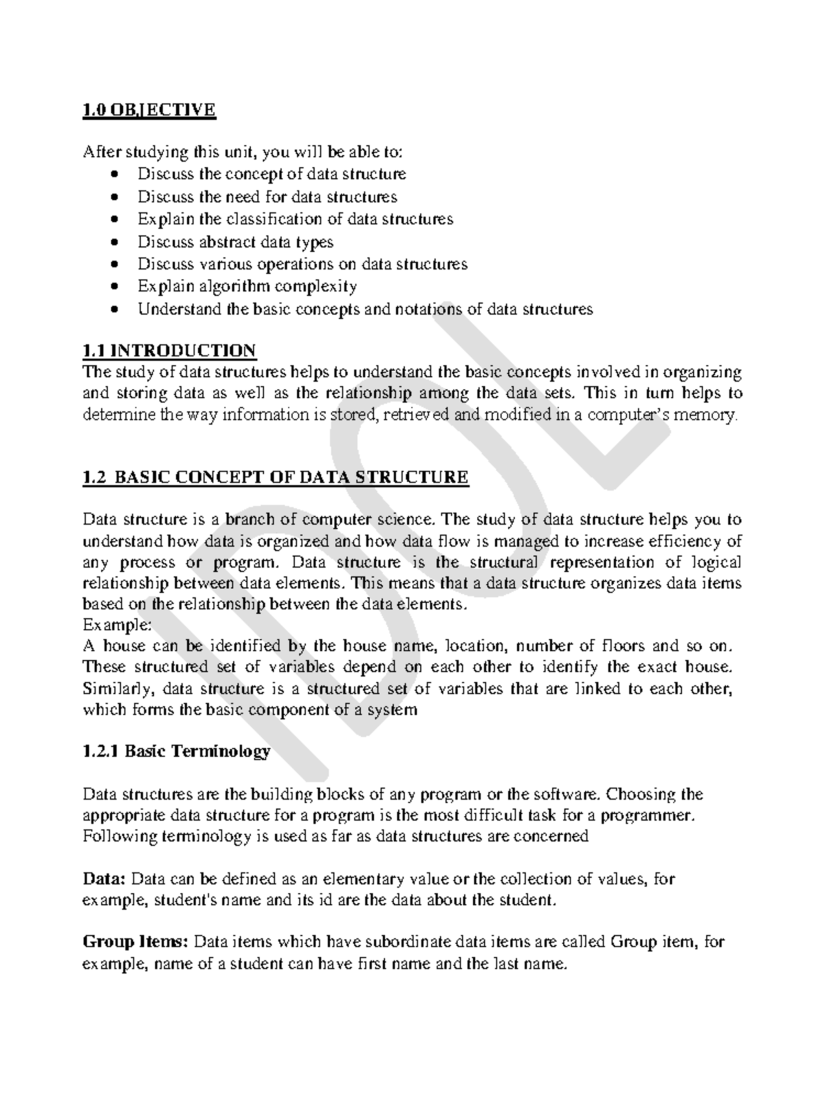 Ass 32 - Basic Data Structure - 1 OBJECTIVE After studying this unit ...