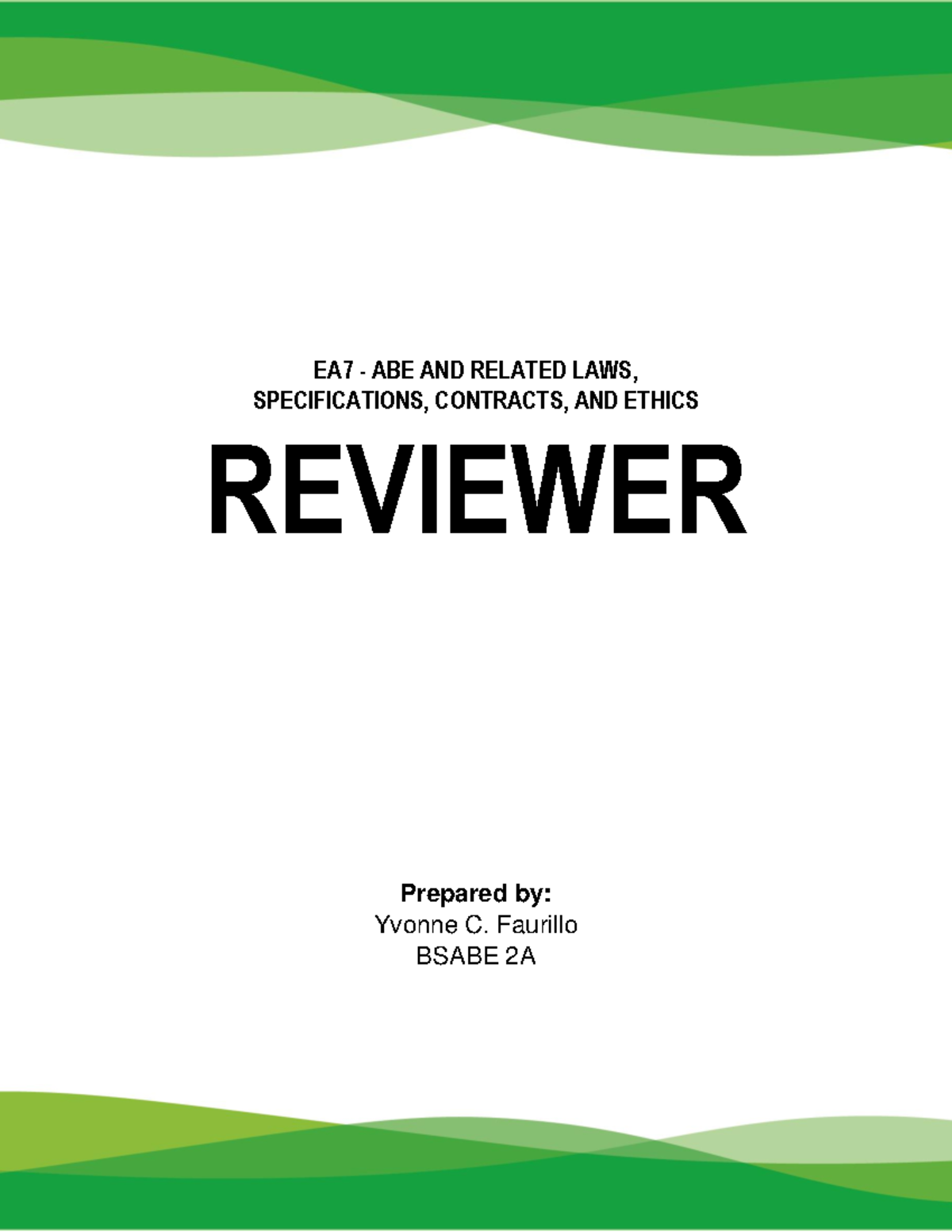 EA7 Reviewer LAWS - EA7 - ABE AND RELATED LAWS, SPECIFICATIONS ...