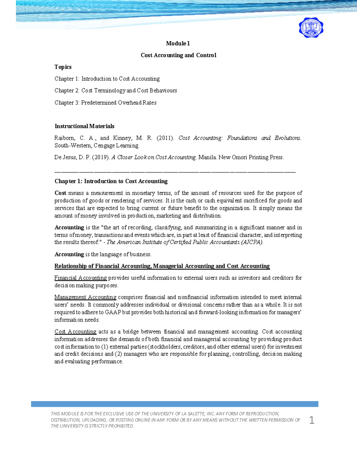 PCOA13 Module 1 - accounting - TI LS a hDU LE LS Chw TI E EX/LU SLV E U ...