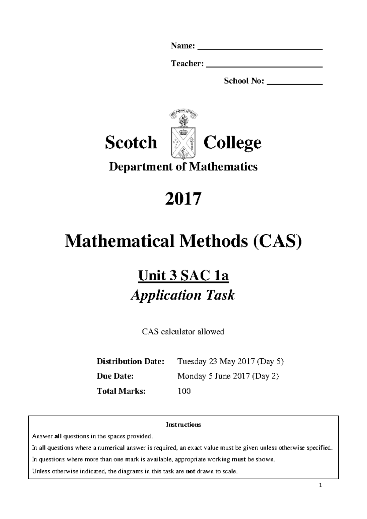 SC 2017 12MME SAC 1 - Practice SAC 3 - Polynomials - Name: _____________________________ Teacher ...