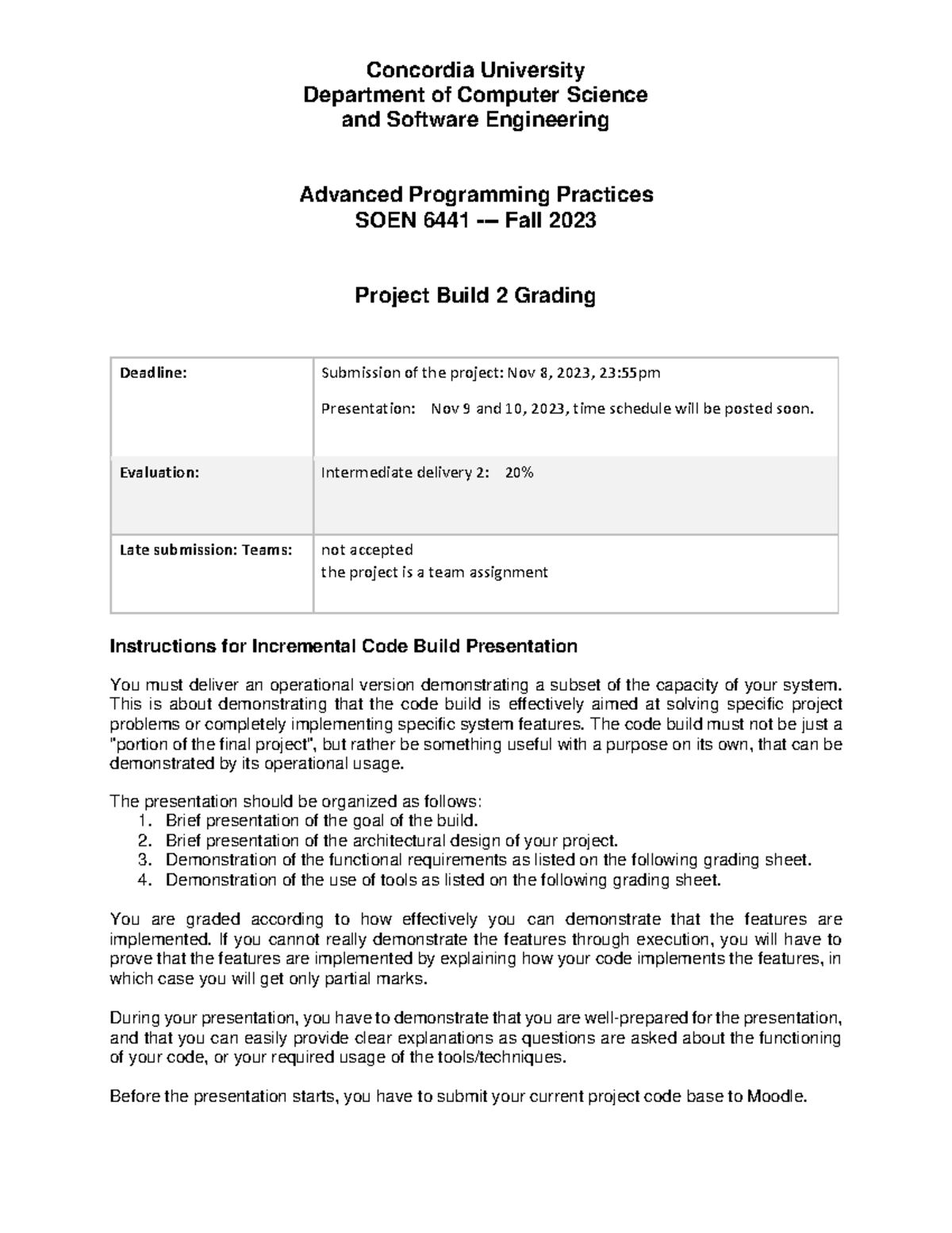 Build 2 - this was the project to complete - Concordia University ...