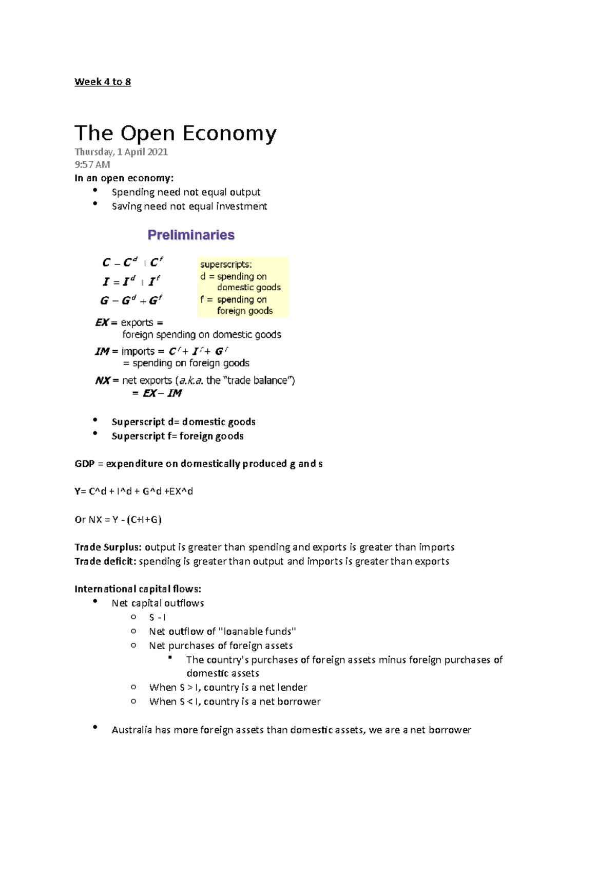 Week 4 To 7 Consist Of Formulas And Summaries Of The Workshop Slides