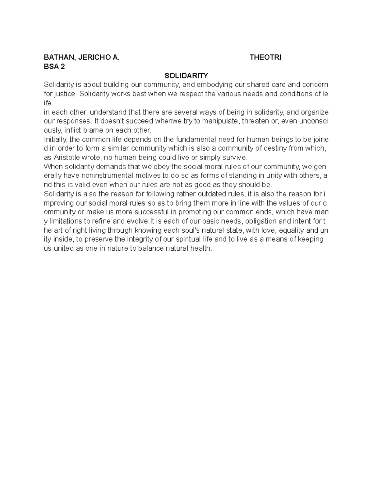 Assignment 20119 - BATHAN, JERICHO A. THEOTRI BSA 2 SOLIDARITY ...