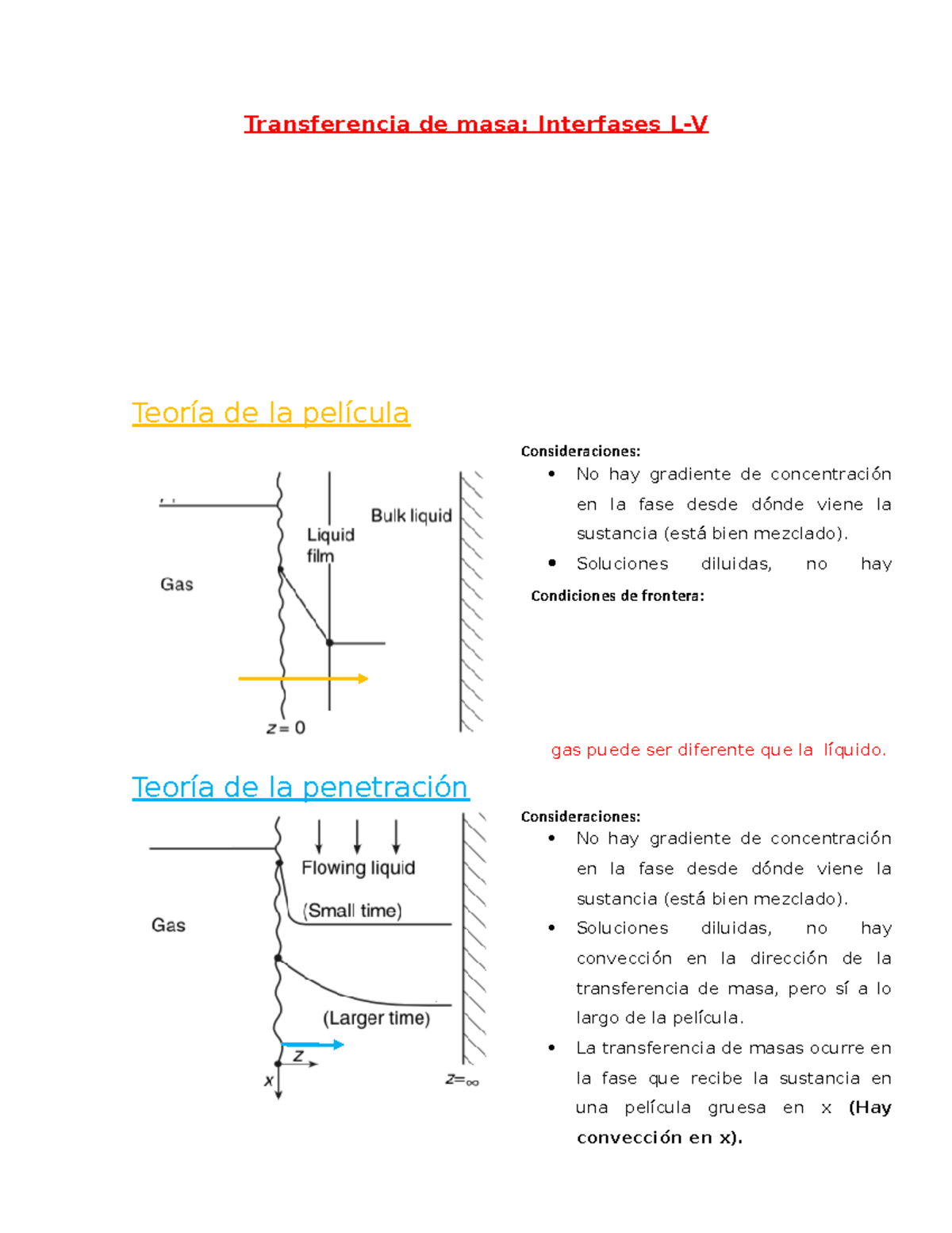 Formulario 4 - Transferencia de masa: Interfases L-V Teoría de la ...