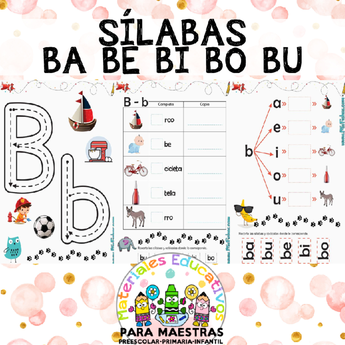 Sílabas ba be bi bo bu recopilado por Materiales Educativos para ...