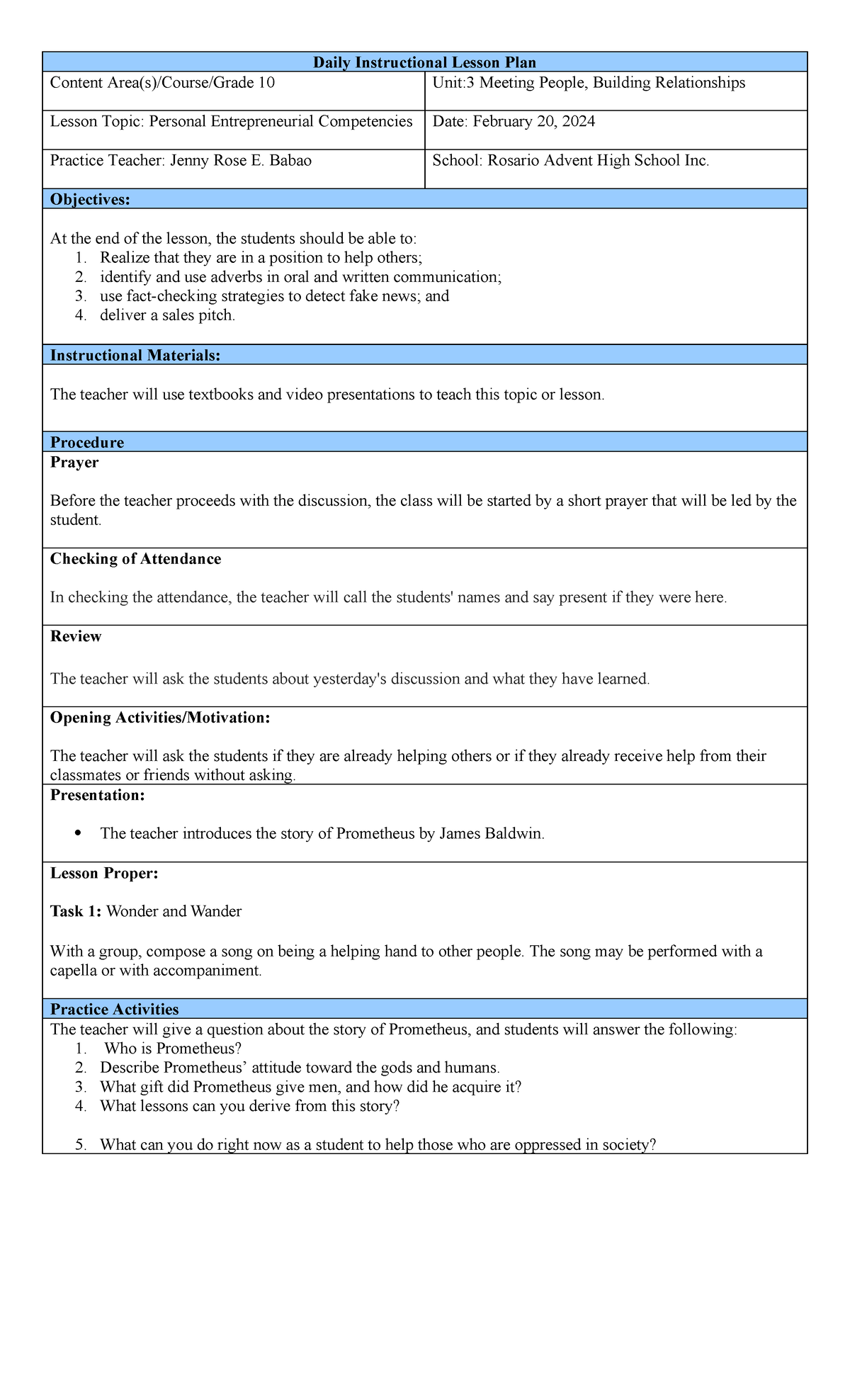 Grade 10 lp 3 - I also used this in my Internship - Daily Instructional ...