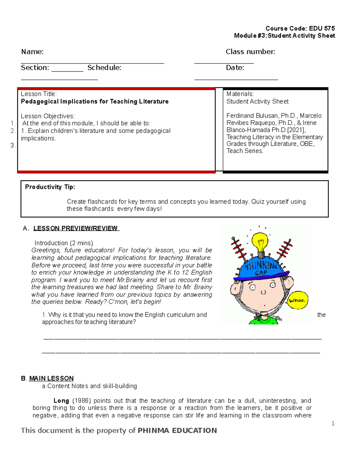 EDU 575 SASSDV Day 3 - Module #3:Student Activity Sheet Name: - Studocu