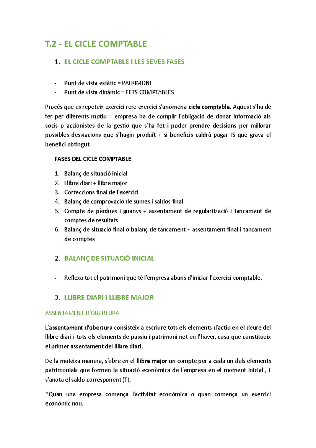 El Cicle Comptable - T - EL CICLE COMPTABLE 1. EL CICLE COMPTABLE I LES ...