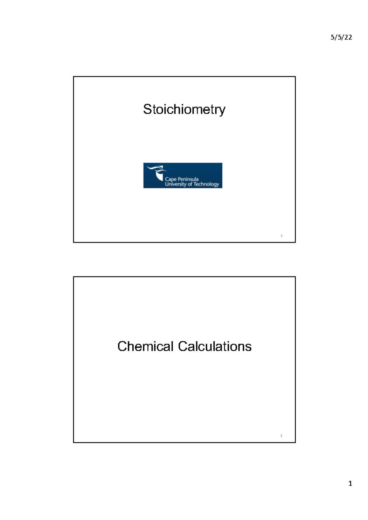 3. Chemical Calculations - Stoichiometry 1 2 Chemical Calculations ...