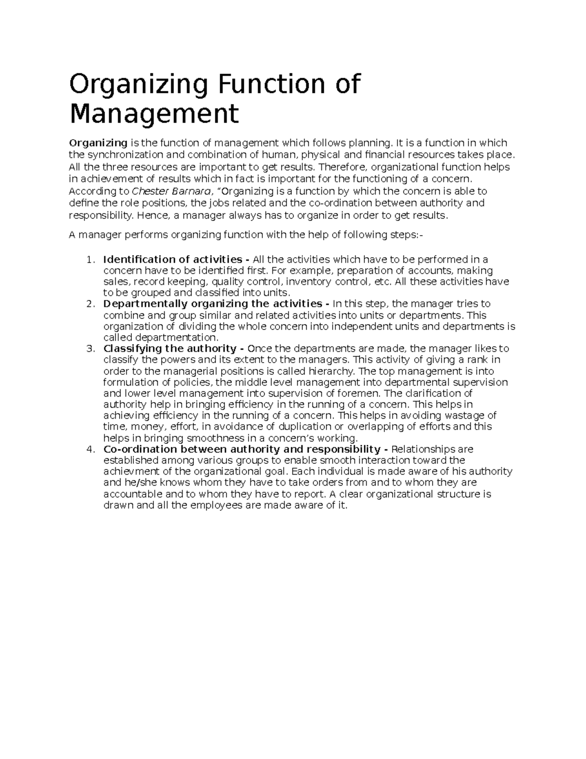 Introduction of Organizing - Organizing Function of Management Organizing is the function of ...