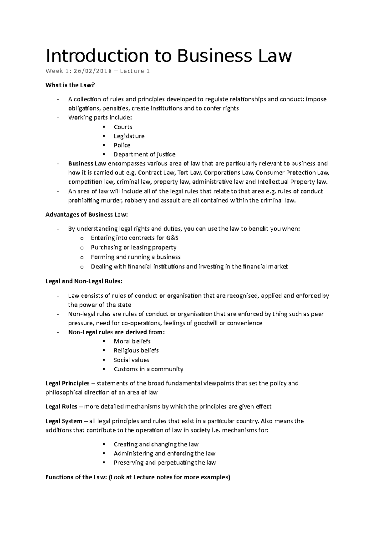 Introduction to Business Law - Contract Law, Tort Law, Corporations Law ...