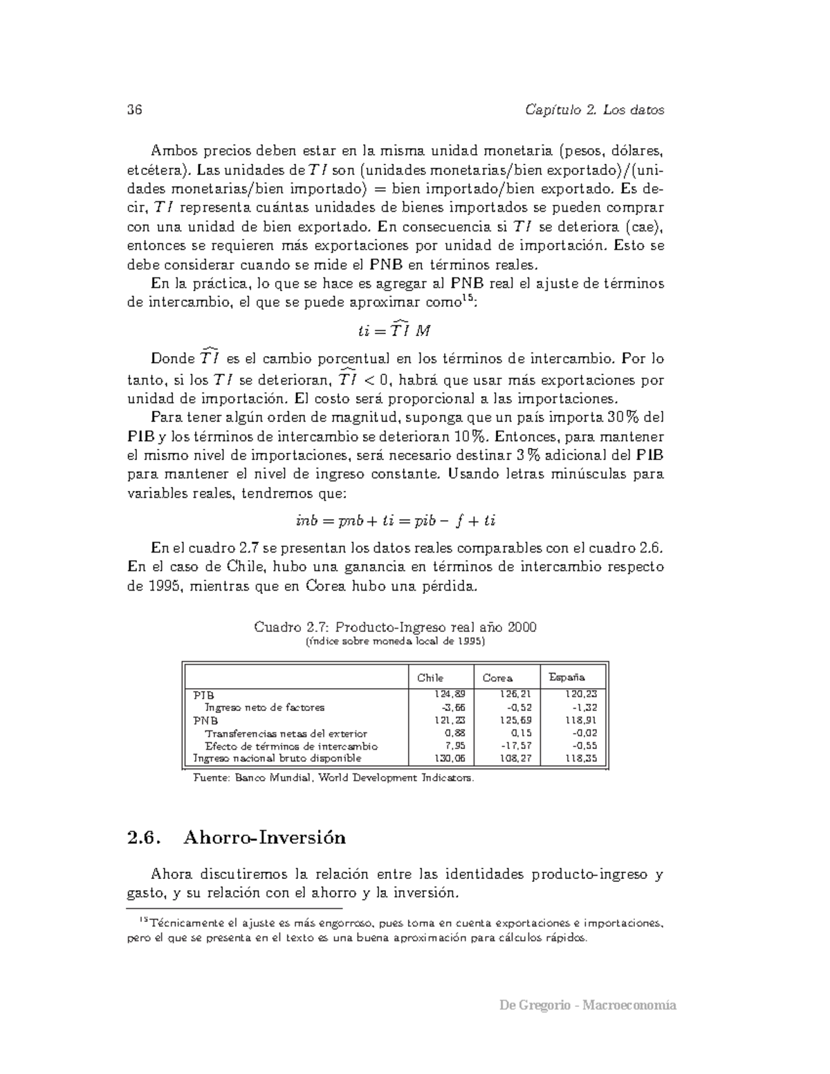 Ahorro-inversion - ecuaciones de ahorro e inversion - 36 Cap ́ıtulo 2. Los datos Ambos precios ...