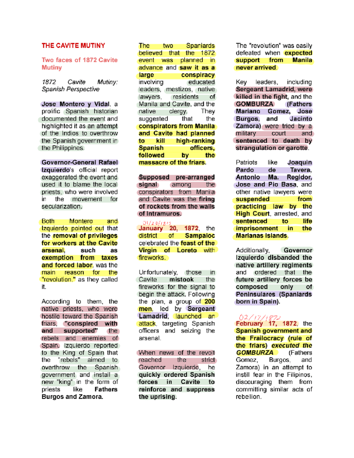 Cavite Mutiny - Gom Bur Za - Retraction of Rizal (R)-1 - THE CAVITE MUTINY The two Spaniards The ...