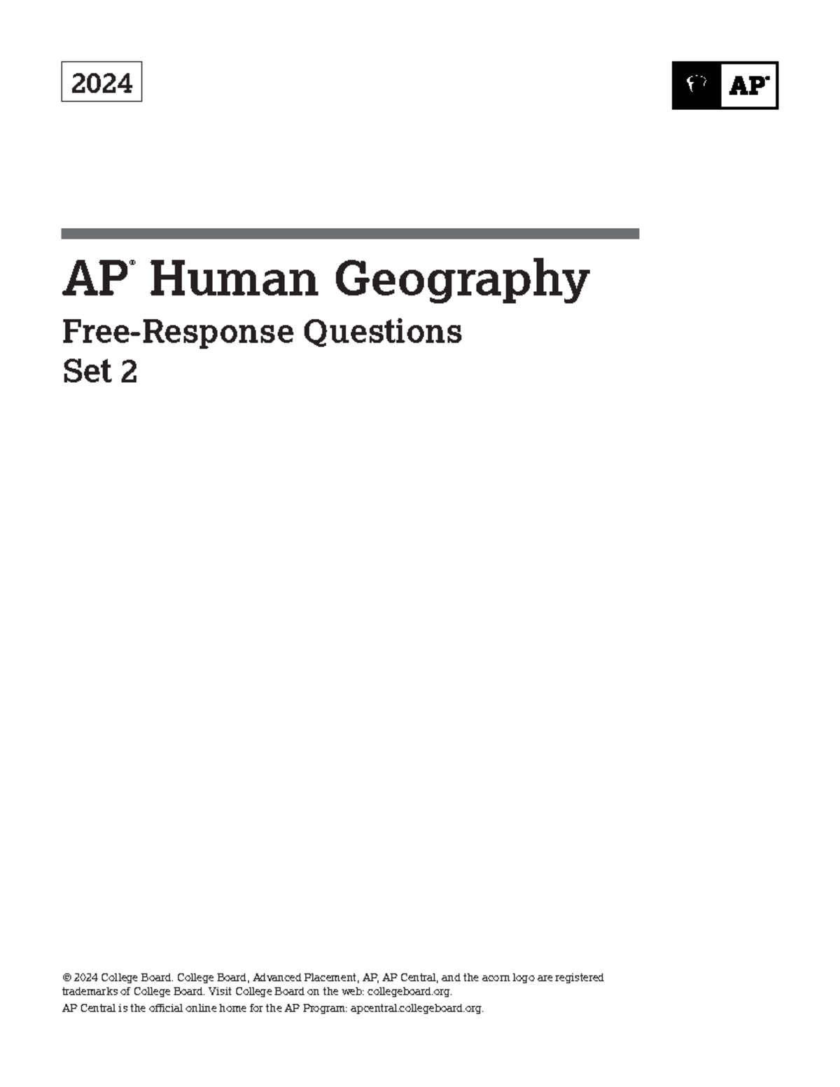 2024 AP Human Geography Free-Response Questions Set 2 - 2024 AP ® Human Geography Free-Response ...