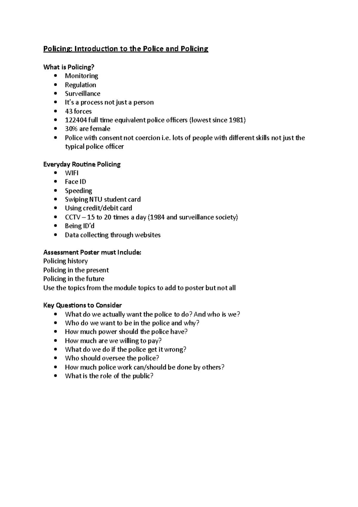 Policing introduction - lots of people with different skills not just ...