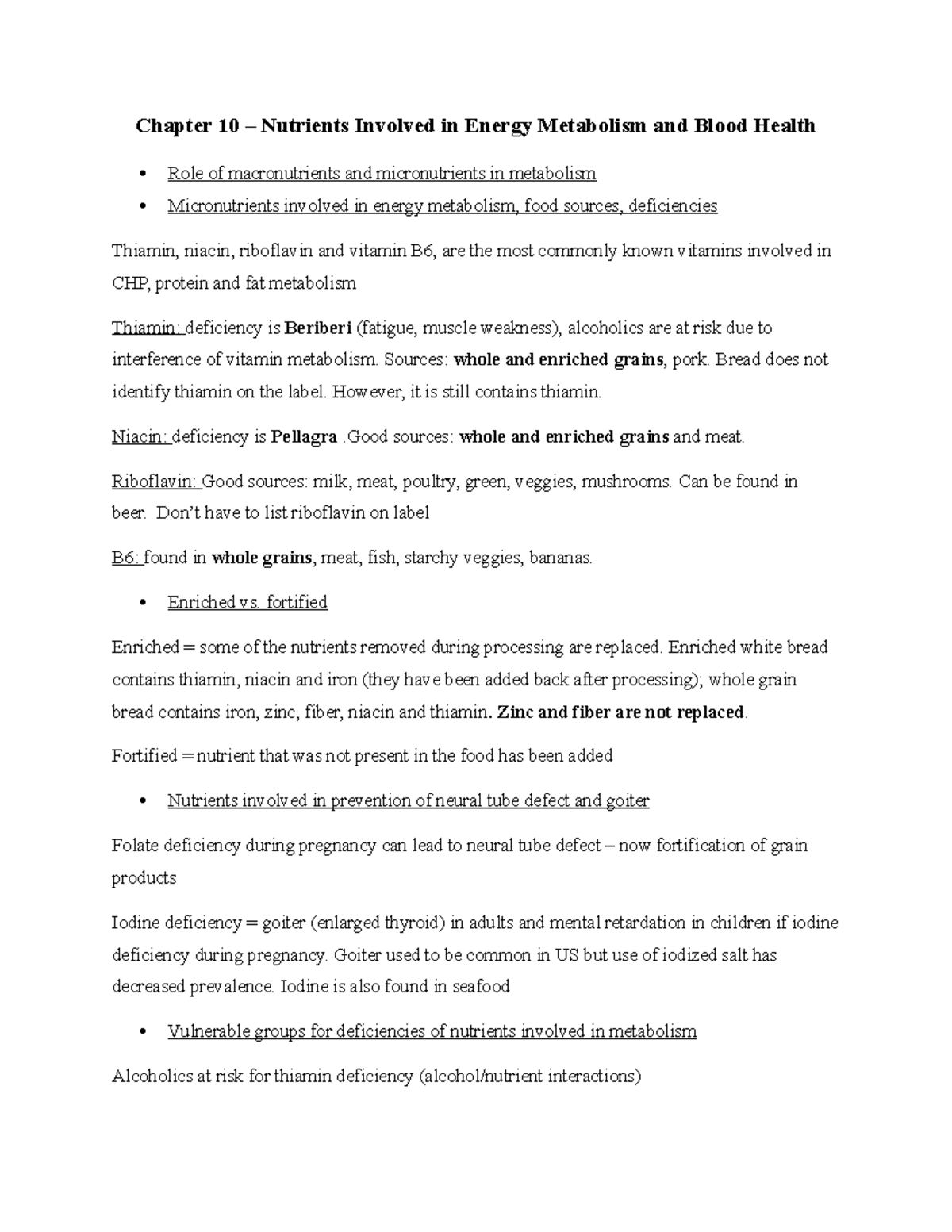 Chapter 10 – Nutrients Involved in Energy Metabolism and Blood Health ...