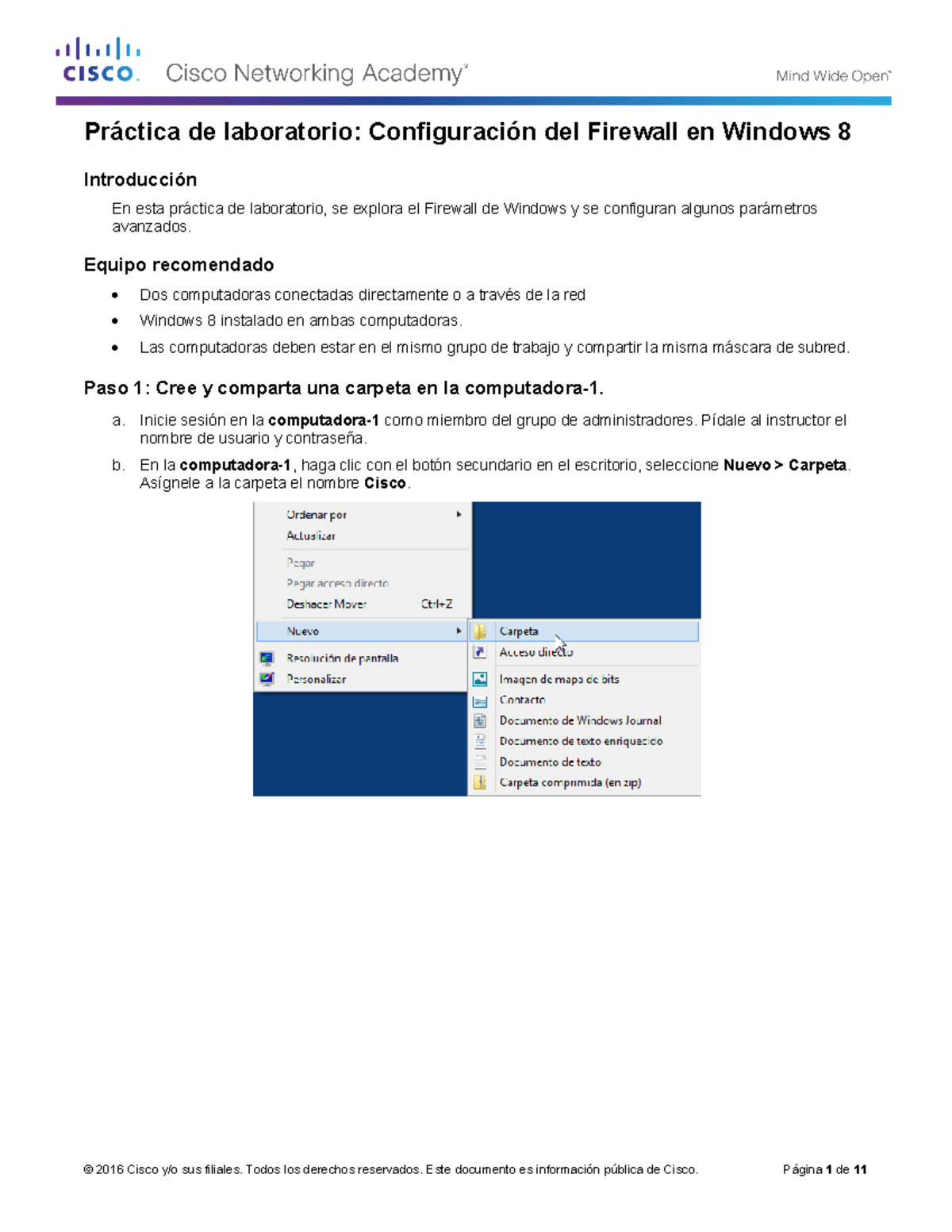 Practica de laboratorio 86 - Configuración del Firewall en Windows 8 - de laboratorio: del ...
