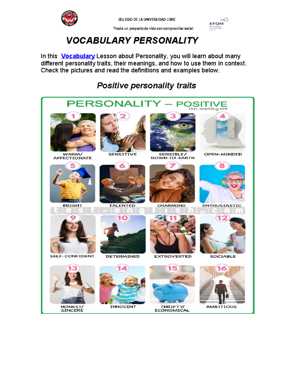 Personality workshop - hola - “Hacia un proyecto de vida con compromiso ...