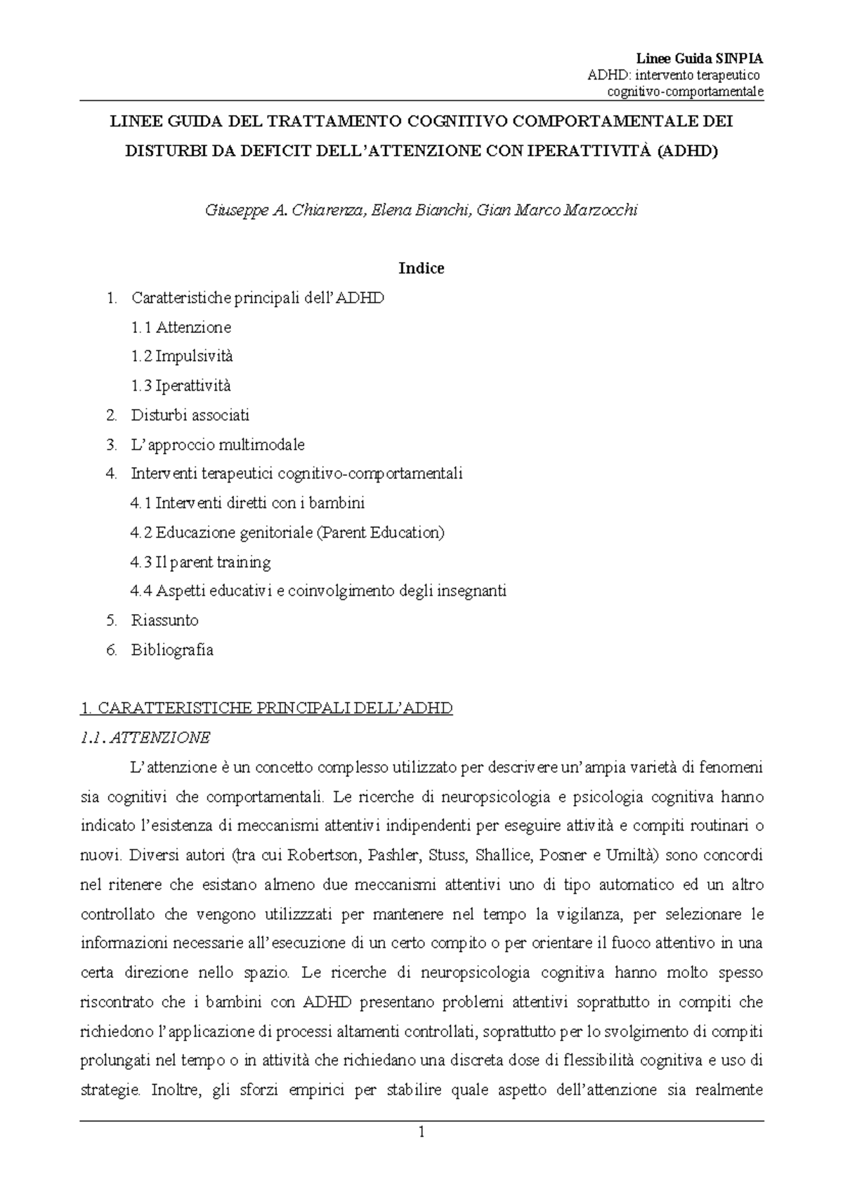 Sinpia-Linee Guida II TCC - ADHD: intervento terapeutico cognitivo ...