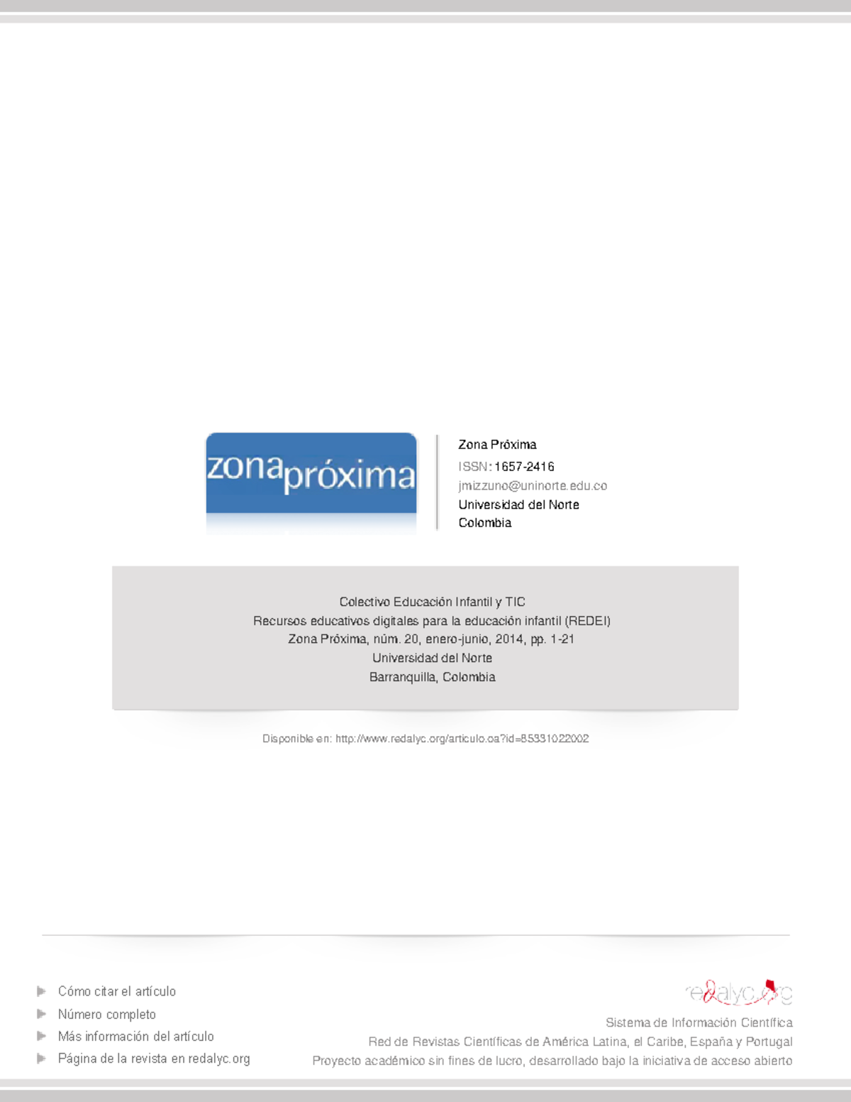 85331022002 - Recursos educativos digitales para la educación infantil ... 85331022002 - Recursos educativos digitales para la educación infantil ...