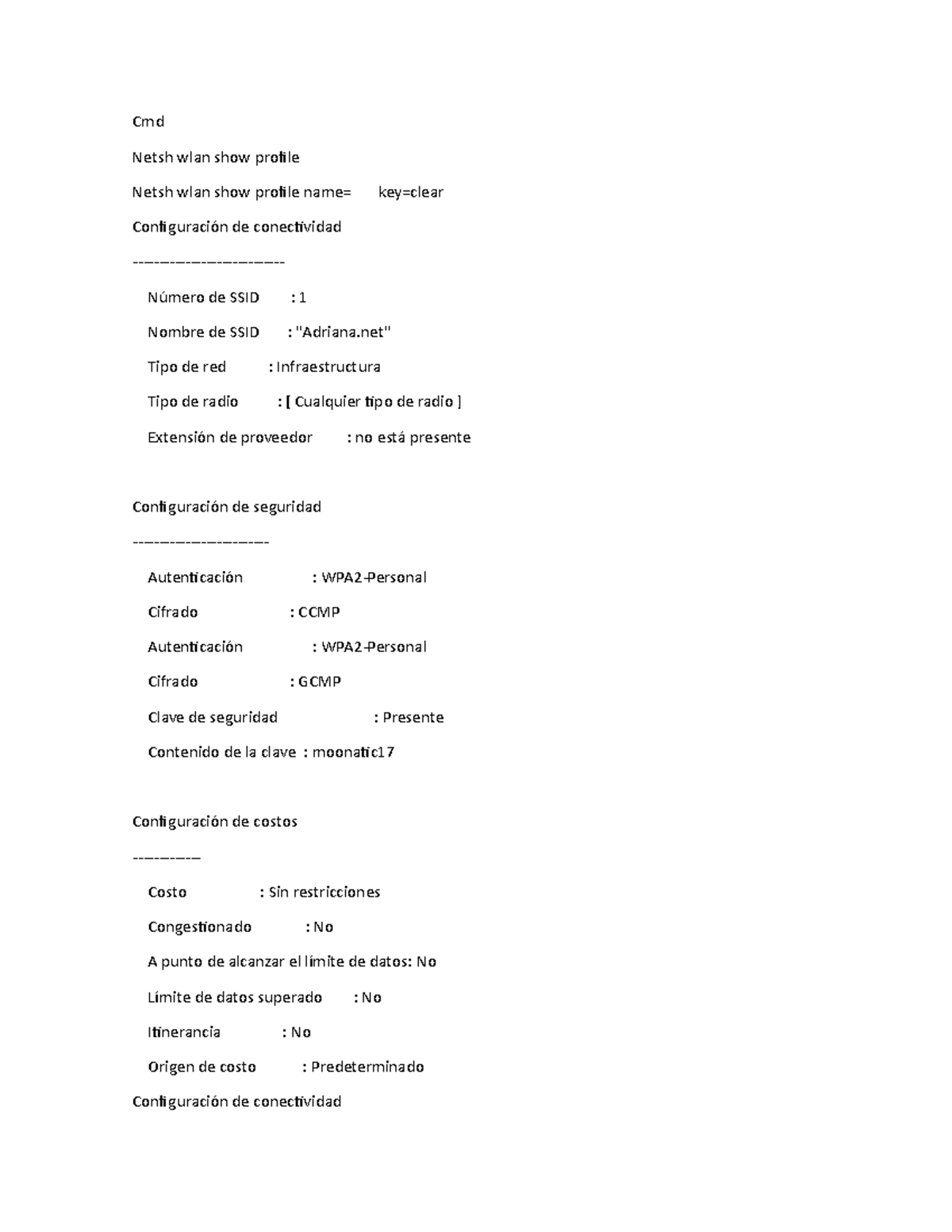 Cmd - Apuntes 12 - Cmd Netsh wlan show profile Netsh wlan show profile ...