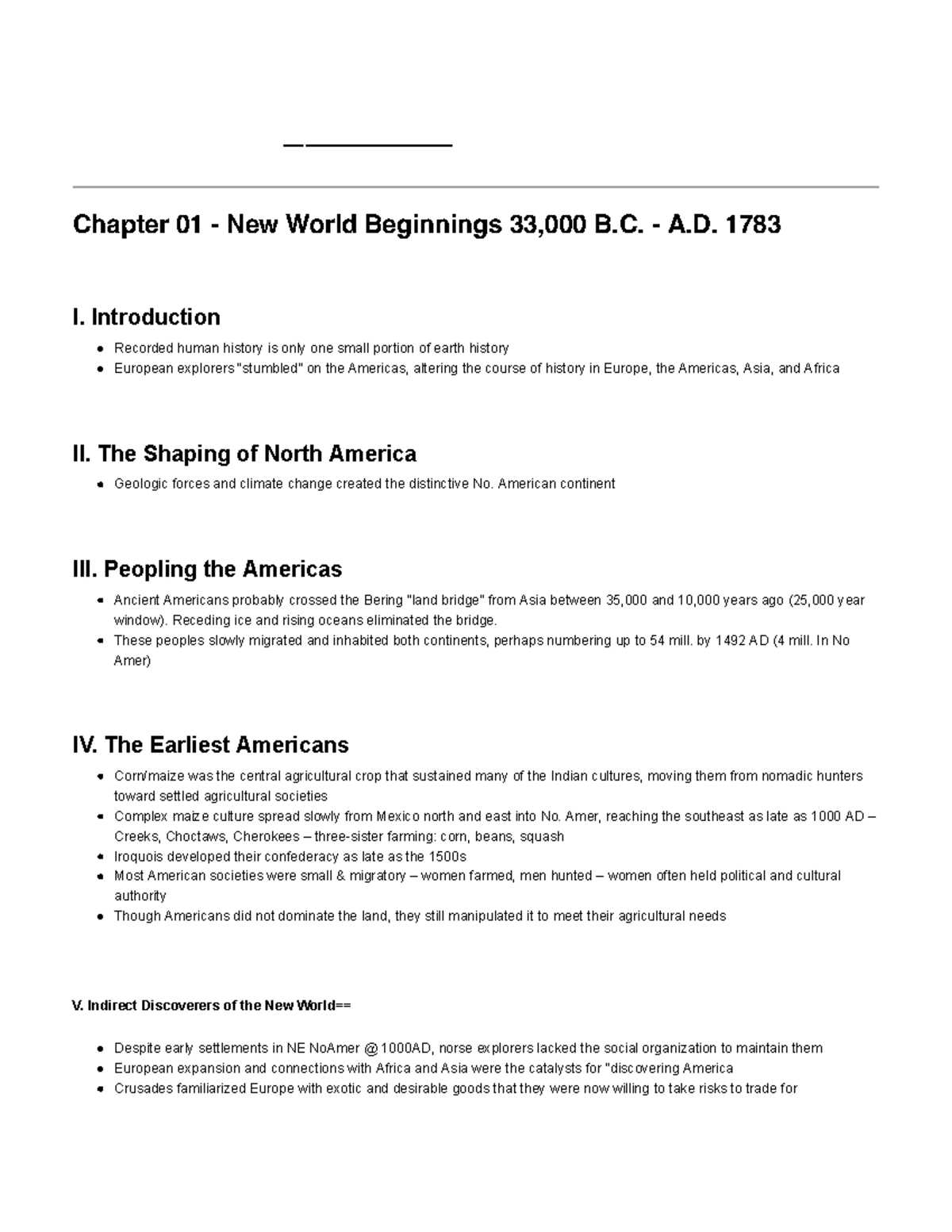 Chapter 01 - New World Beginnings 33,000 B.C. - A.D. 1783 - Chapter 01 ...