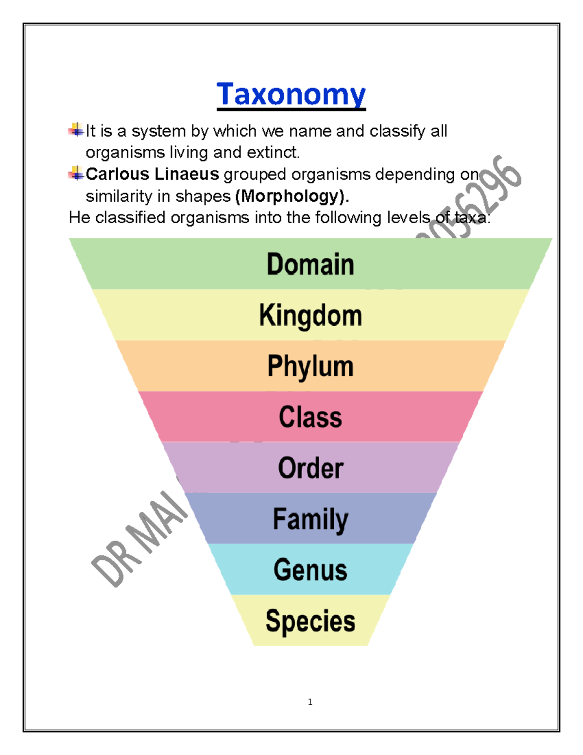 Taxonomy - Taxonomy It is a system by which we name and classify all ...