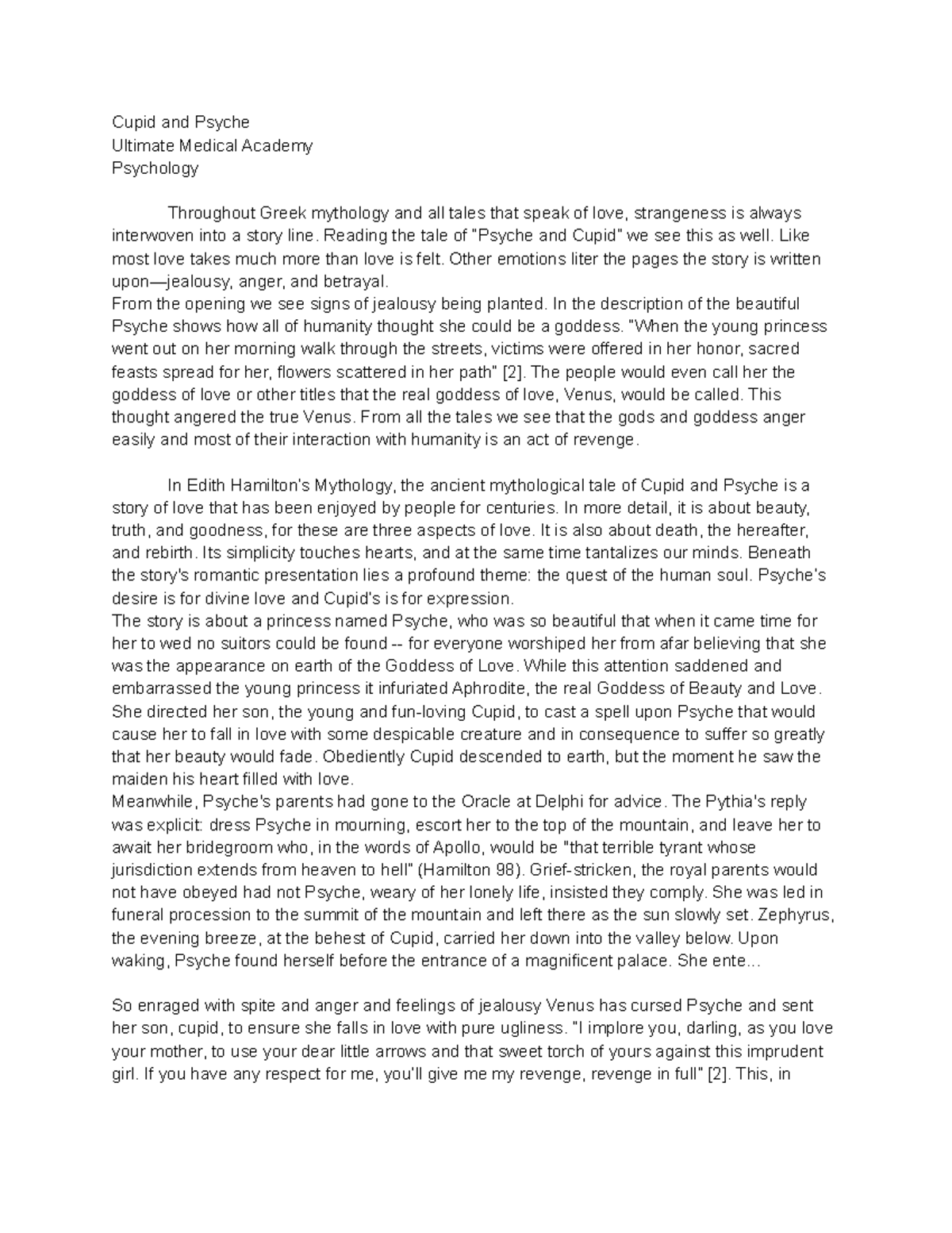 Cupid and Pysche - Cupid and Psyche Ultimate Medical Academy Psychology ...