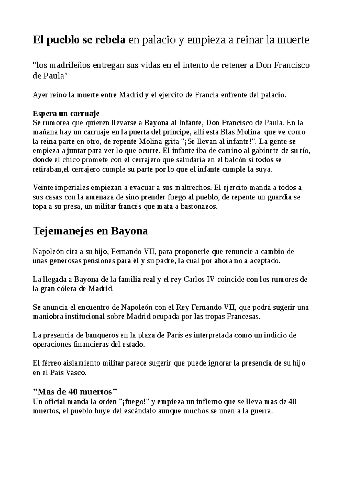 Trabajo hist copy - El pueblo se rebela en palacio y empieza a reinar ...