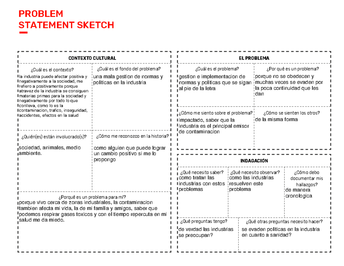 Toolkit_Problema Statement Sketch tarea de empatia - PROBLEM STATEMENT ...