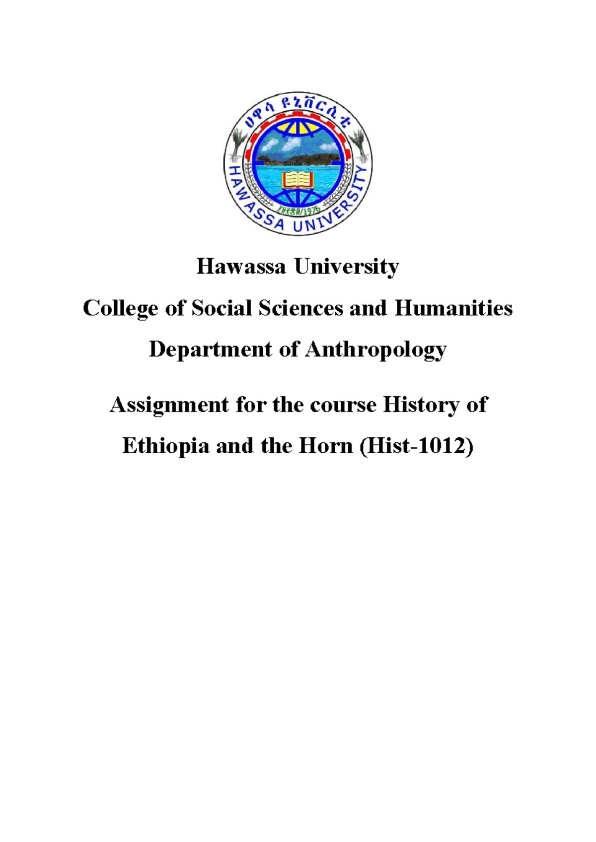 History Group Assignment - Hawassa University College of Social ...