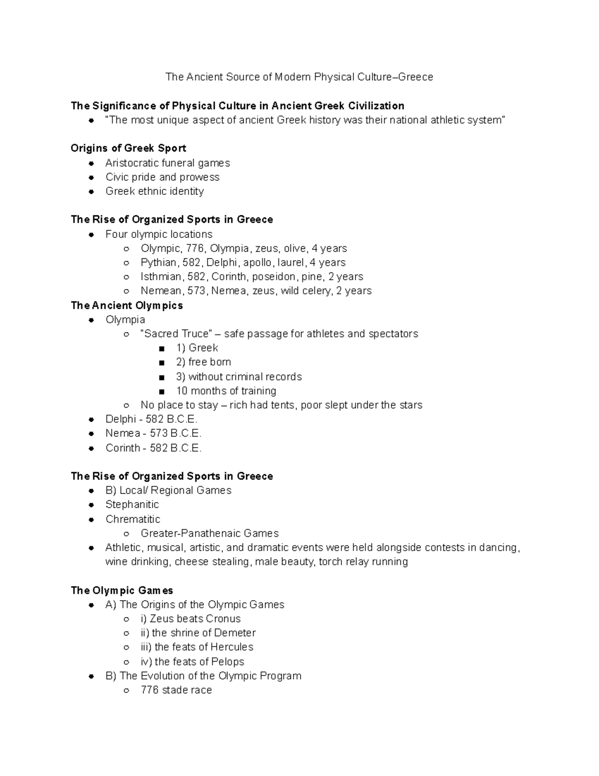 Week 4 The Ancient Source of Modern Physical Culture–Greece - The ...