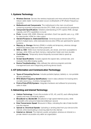 Theory Summary - THEORY SUMMARY COMPUTERS Value of ICT (information ...