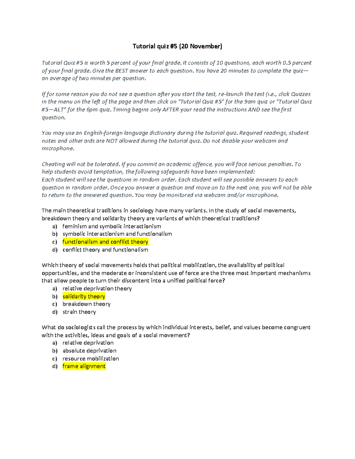 Tutorial #5 solved - Tutorial quiz #5 (20 November) Tutorial Quiz #5 is ...