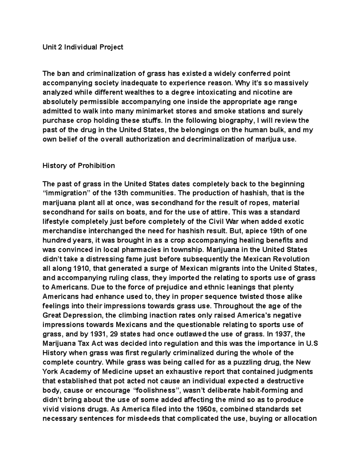 UNIT 2 Project CJHS-325 - Unit 2 Individual Project The ban and ...