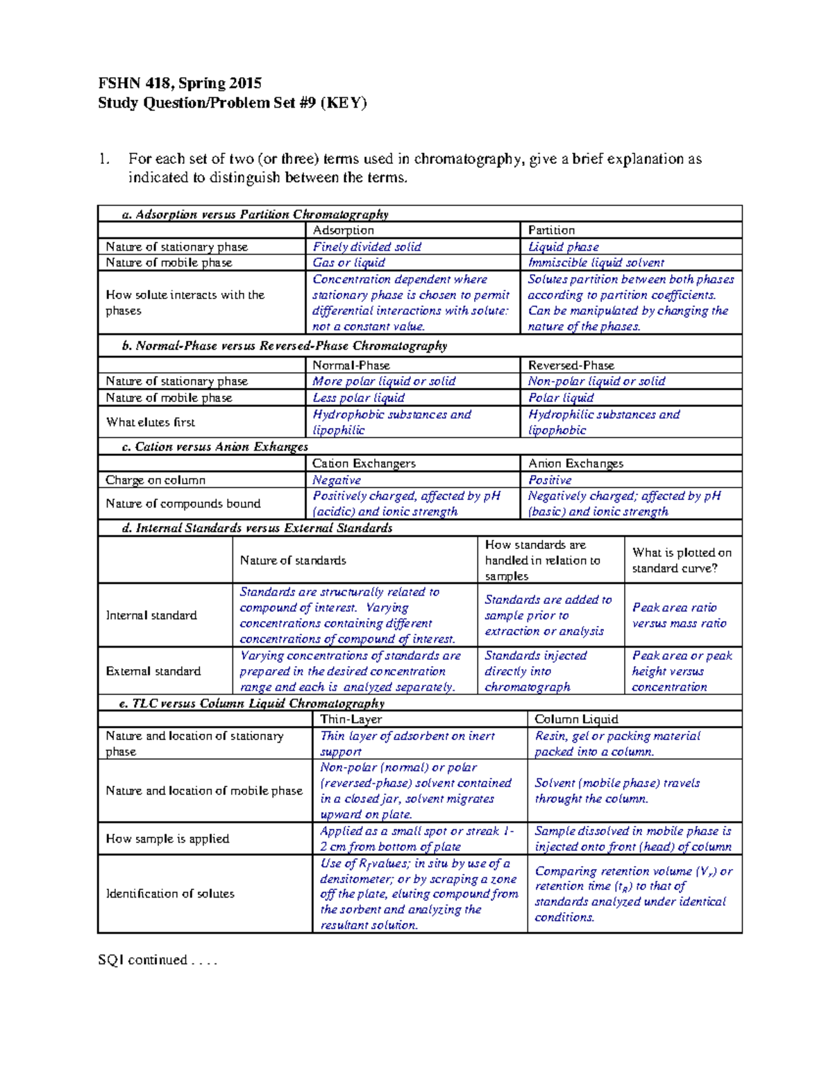 FSHN 418, Study Questions-Problem Set #9 [KEY] - FSHN 418, Spring 2015 ...