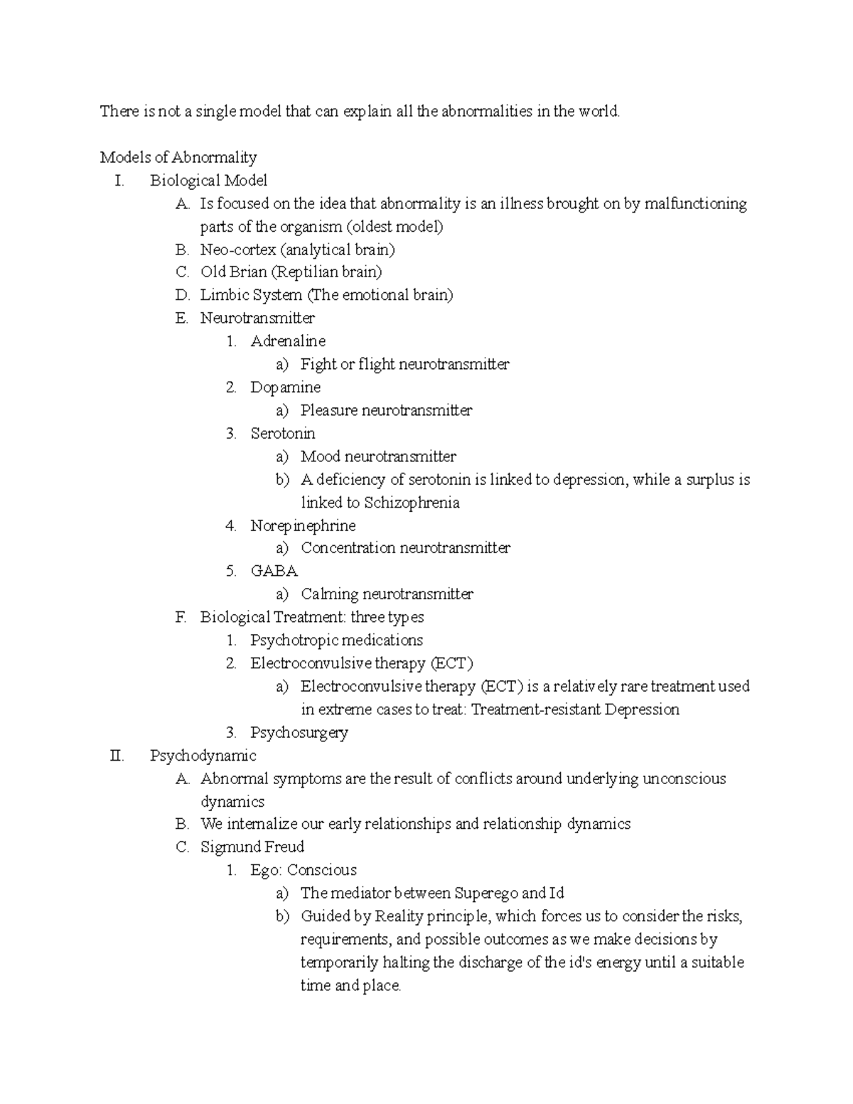 2. Models of Abnormality - PSYCH201 - Jefferson - Studocu