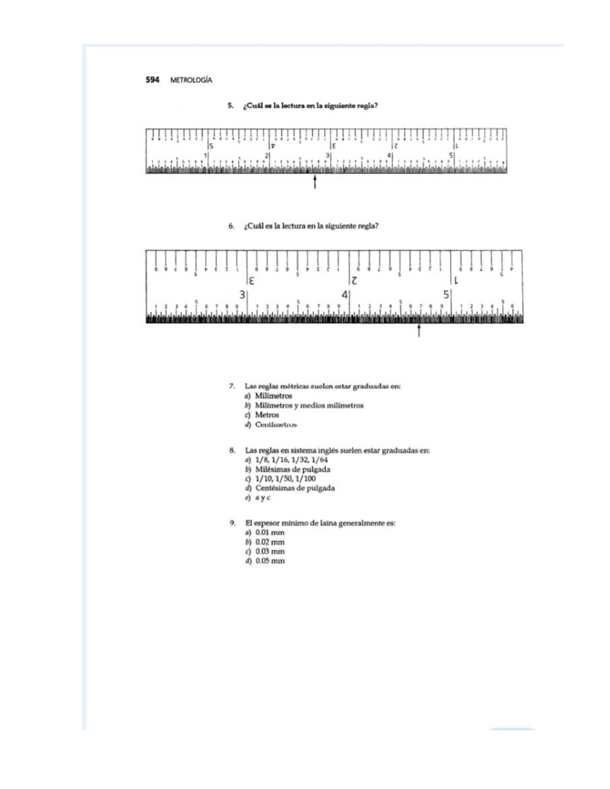 Reglas metro - ejercicios - Metrología E Instrumentación - Studocu